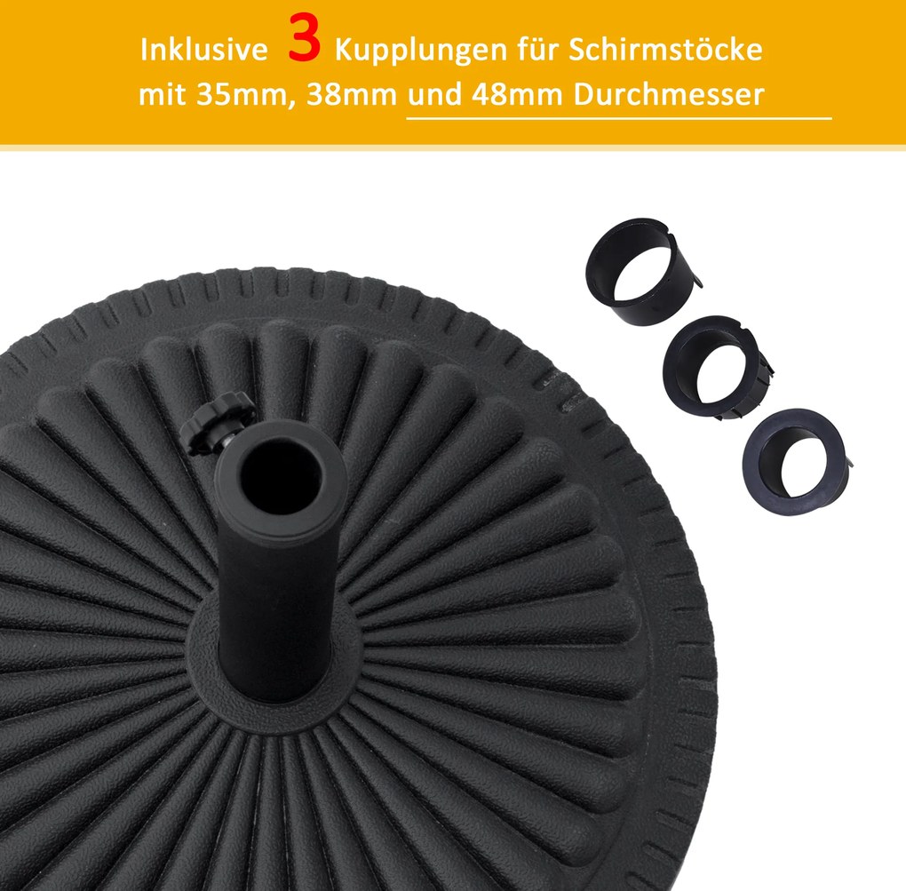 Stojan na slunečník Outsunny 14 kg kulatý pro slunečníky 35-48 mm cementový podstavec Ø49 cm pro zahradu a terasu | Aosom.de