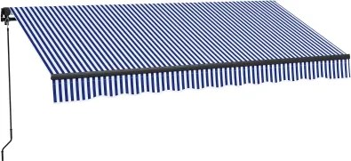 Outsunny sluneční markýza, markýza na terasu, včetně ruční kličky, odolná proti povětrnostním vlivům, 247 cm x 295 cm, modrá + bílá