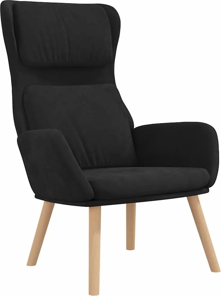 Relaxační křeslo se stoličkou černé samet 3097826