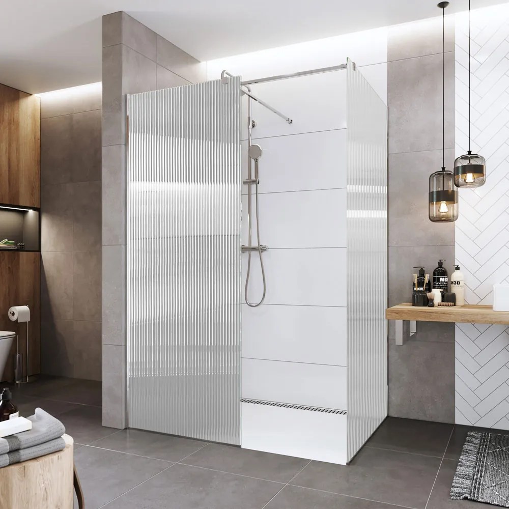 Mereo Mereo, Sprchová stěna WALK IN, Novea, chrom ALU, sklo Line, CK10600HL
