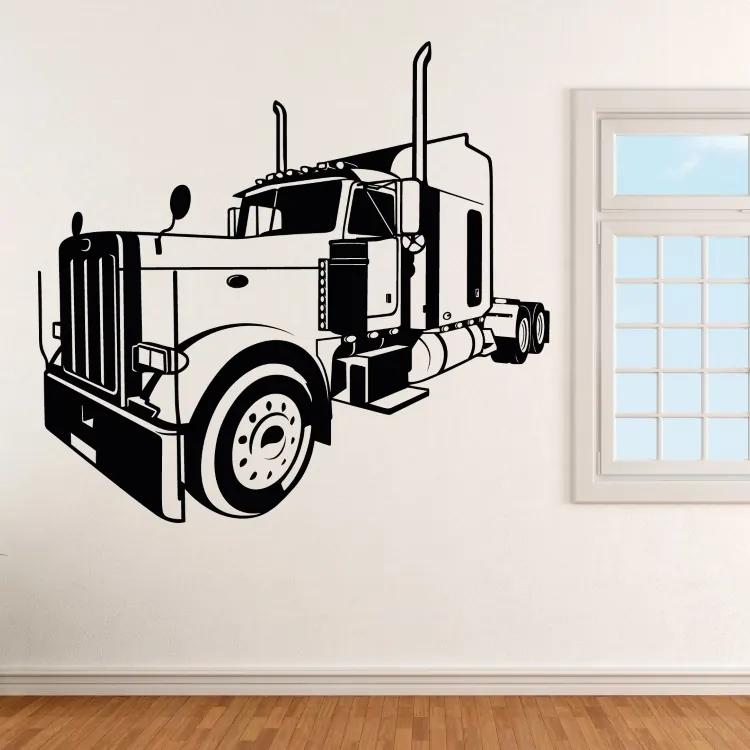 Americký kamion tahač - vinylová samolepka na zeď 80x75cm