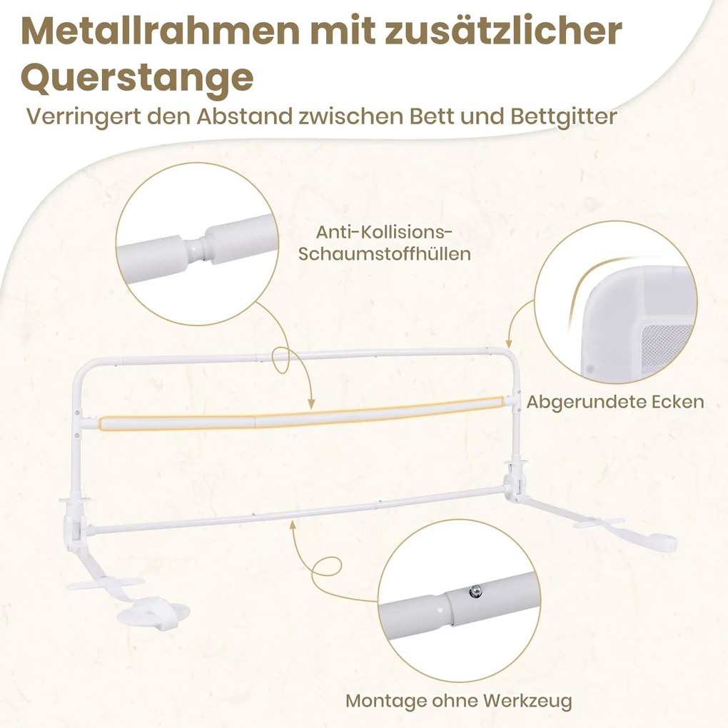 Costway Zábrana na postel pro batolata 120 cm skládací zábrana na dětskou