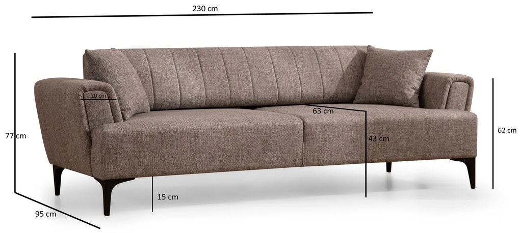 Atelier del Sofa 3-místná pohovka Hamlet - Light Brown, Světlá Hnědá