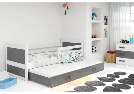 Dětská postel s výsuvnou postelí RICO 200x90 cm Bílá Šedá