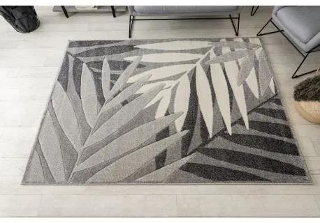koberec FEEL 1827/16811 LISTY šedá / krémový velikost 140x190 cm | krásné koberce cz