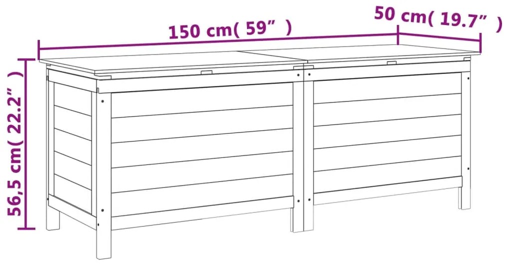 Zahradní úložný box hnědý 150x50x56,5 cm masivní jedlové dřevo - Default Title