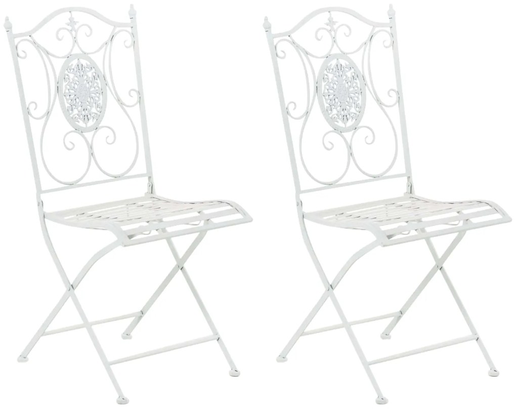 Kovová skladací židle Sibell (SET 2 ks) - Bílá