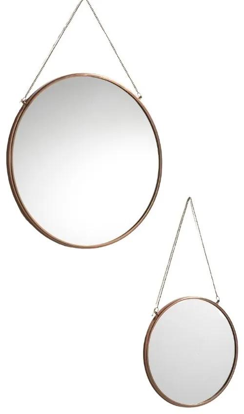 Set dvou měděných závěsných zrcadel Kave Home Icon 26/41 cm