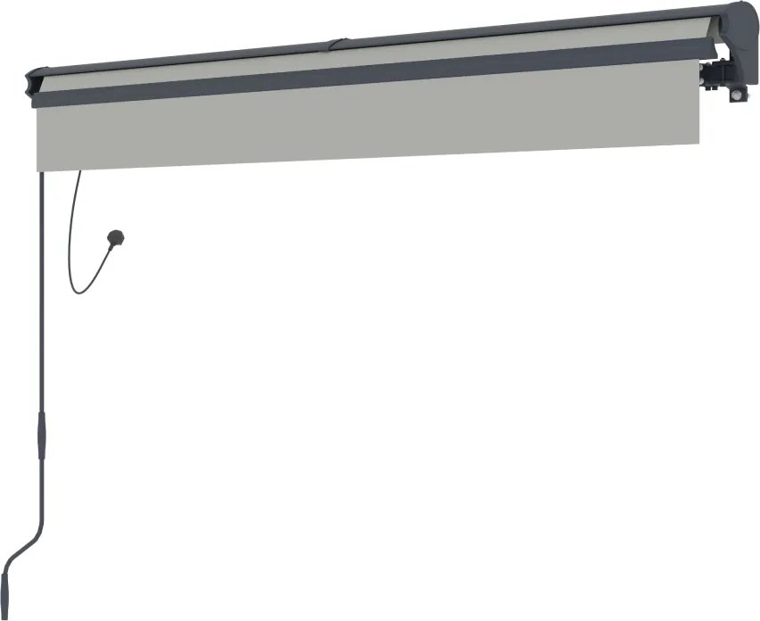 Elektrická markýza s LED osvětlením BestBerg BBSU-EL250LG / 250 x 200 cm / světle šedá