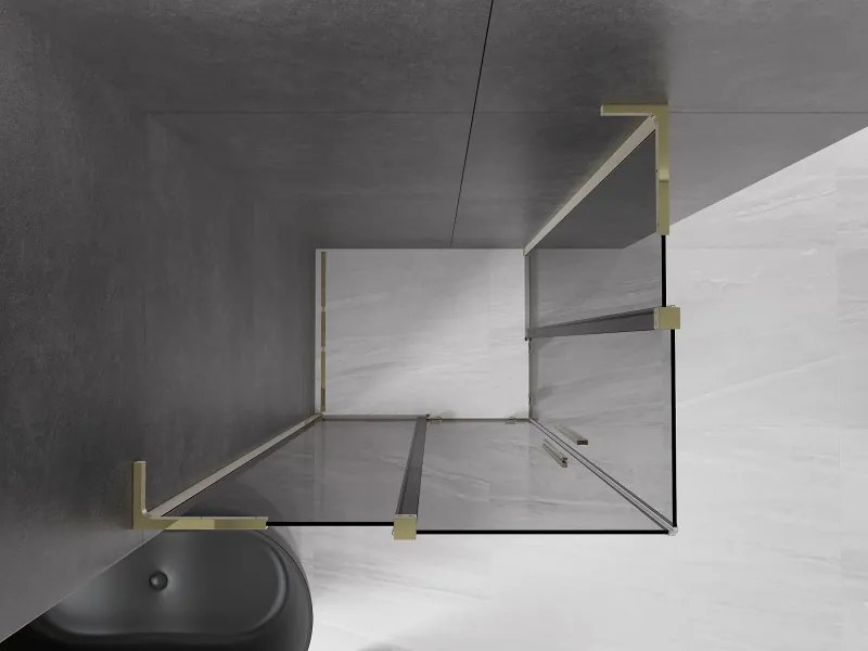 Mexen Velar L Duo, sprchový kout s posuvnými dveřmi 100 x 90 cm, 8mm šedé sklo, zlatá lesklá, 871-100-090-02-43-50