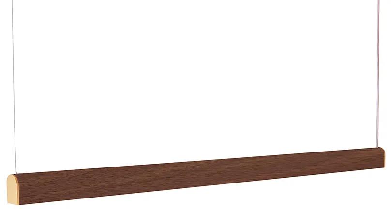 Lineární závěsné svítidlo ze dřeva Curve Dekor: Ořechové dřevo / Zlatá, Délka: 1640 mm, Teplota chromatičnosti / Stmívání: TW 2700-6500 Kelvinů /…