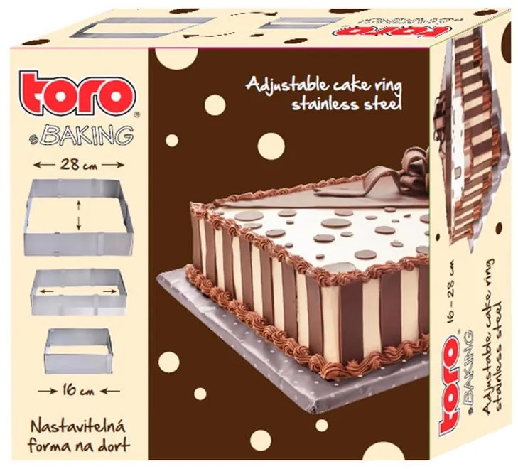 Nerezová nastavitelná forma na dort TORO hranatá