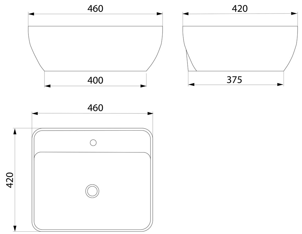 Sapho Sapho, TUJE keramické umyvadlo 46x42 cm, bílá, TU0217