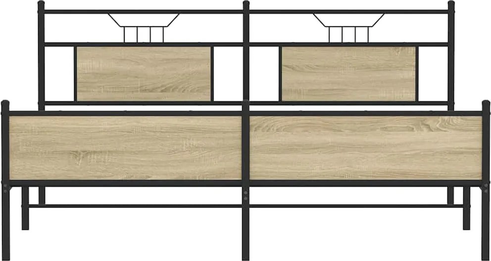 Kovový rám postele bez matrace dub sonoma 183 x 213 cm 3325126