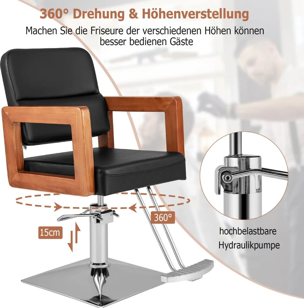 Costway Hydraulic Barber Chair Salon Křeslo pro kadeřníka s otáčením o 360