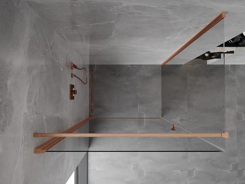 Mexen Mist-B, 1-křídlý výklopný sprchový kout 100 x 90 cm, čiré sklo, měděný matný profil, 8A2T-100-090-65-00