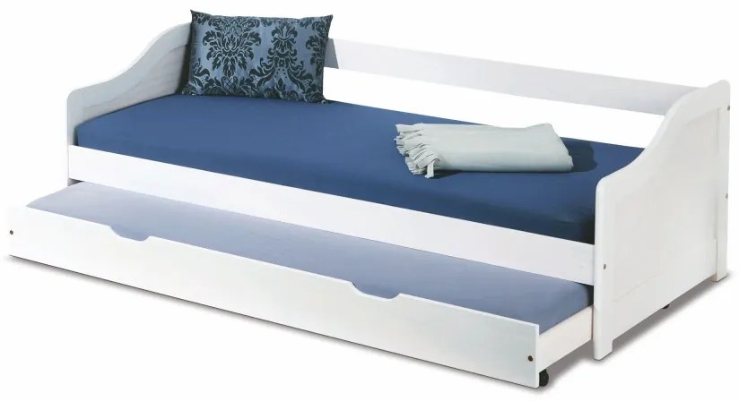 HALMAR Dřevěná postel s přistýlkou Leonie 90x200 bílá