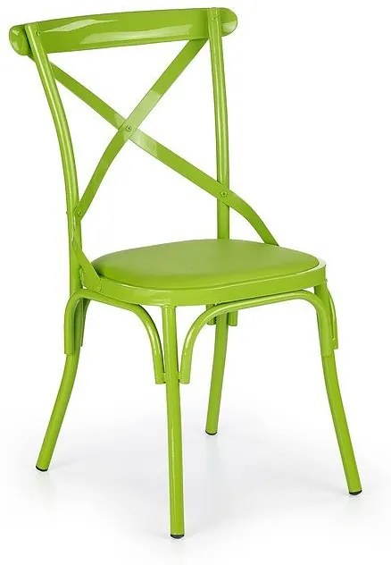 Jídelní židle Amiela 3 - zelená, lakovaná ocel + ekokůže, zelená