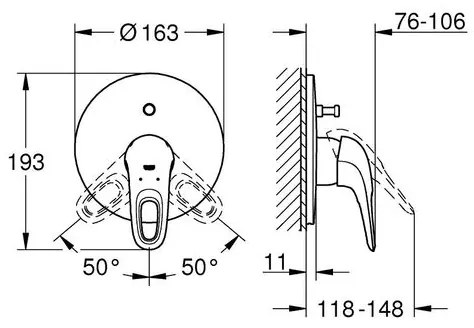 Grohe Eurostyle 2015 Baterie vanová, bez podomítkového tělesa 19506003