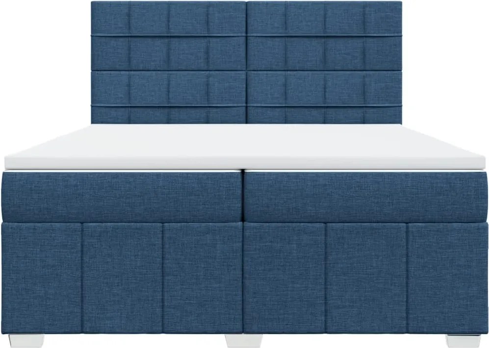 Box spring postel s matrací modrá 200x200 cm textil 3294081