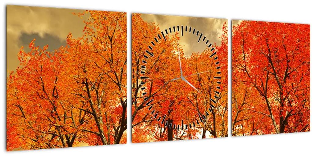 Obraz - Podzim (s hodinami) (90x30 cm)