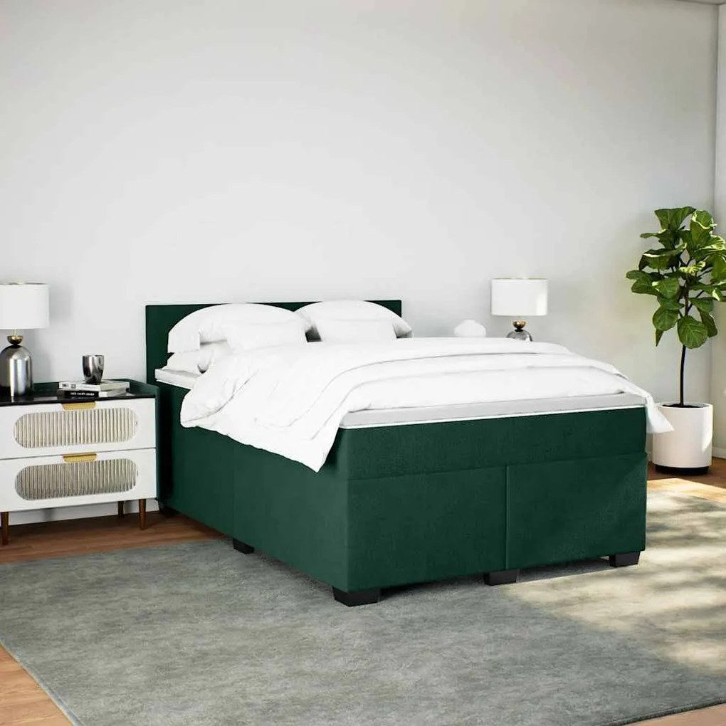 Box spring postel s matrací tmavě zelená 160x200 cm samet 3286351