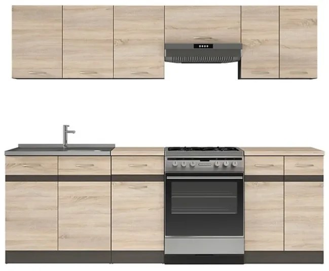 BRW Kuchyňská linka Junona Modul verze2 BBL 240 cm, dub sonoma/lišta wenge