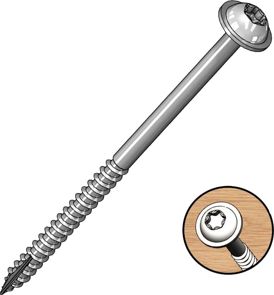 Milescraft PocketScrews – pozinkované samořezné vruty pro kapsové spoje Délka: 63 mm, závit: hrubý (coarse), Obsah balení: 100 ks