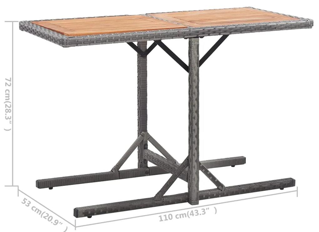 vidaXL Zahradní stůl antracitový polyratan a masivní akáciové dřevo