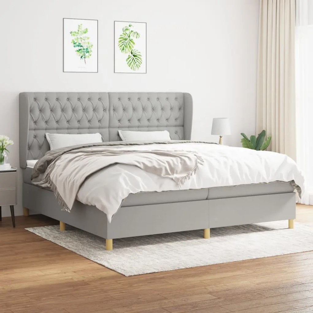 Box spring postel s matrací světle šedá 200 x 200 cm textil 3128789