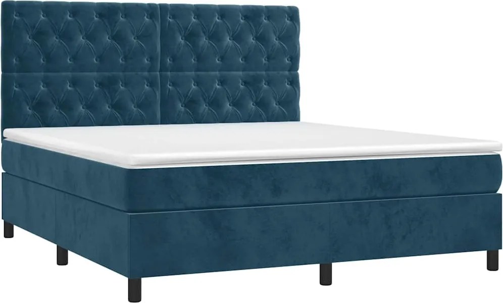 Box spring postel s matrací tmavě modrá 160x200 cm samet 3143215