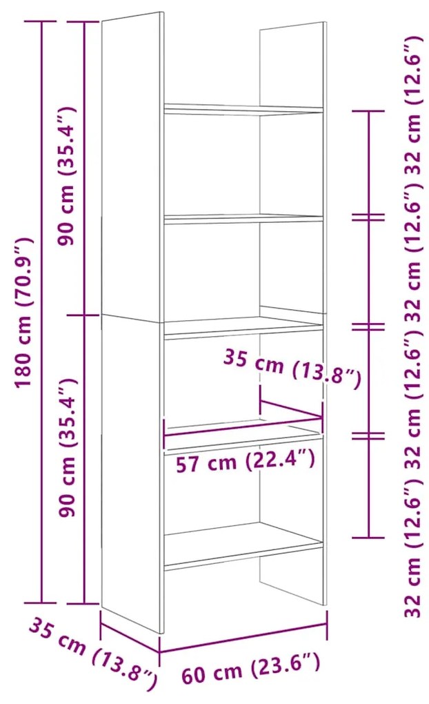 vidaXL Marketos Knihovna dub sonoma 60 x 35 x 180 cm kompozitní dřevo