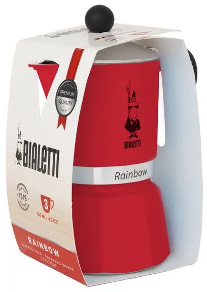 Bialetti Moka kávovar Rainbow na 3 šálky červená