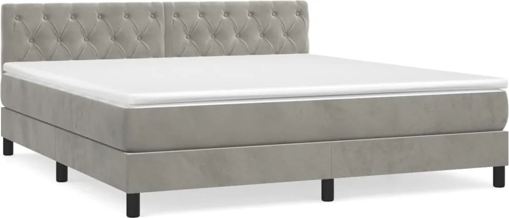Box spring postel s matrací světle šedá 160x200 cm samet 3141491