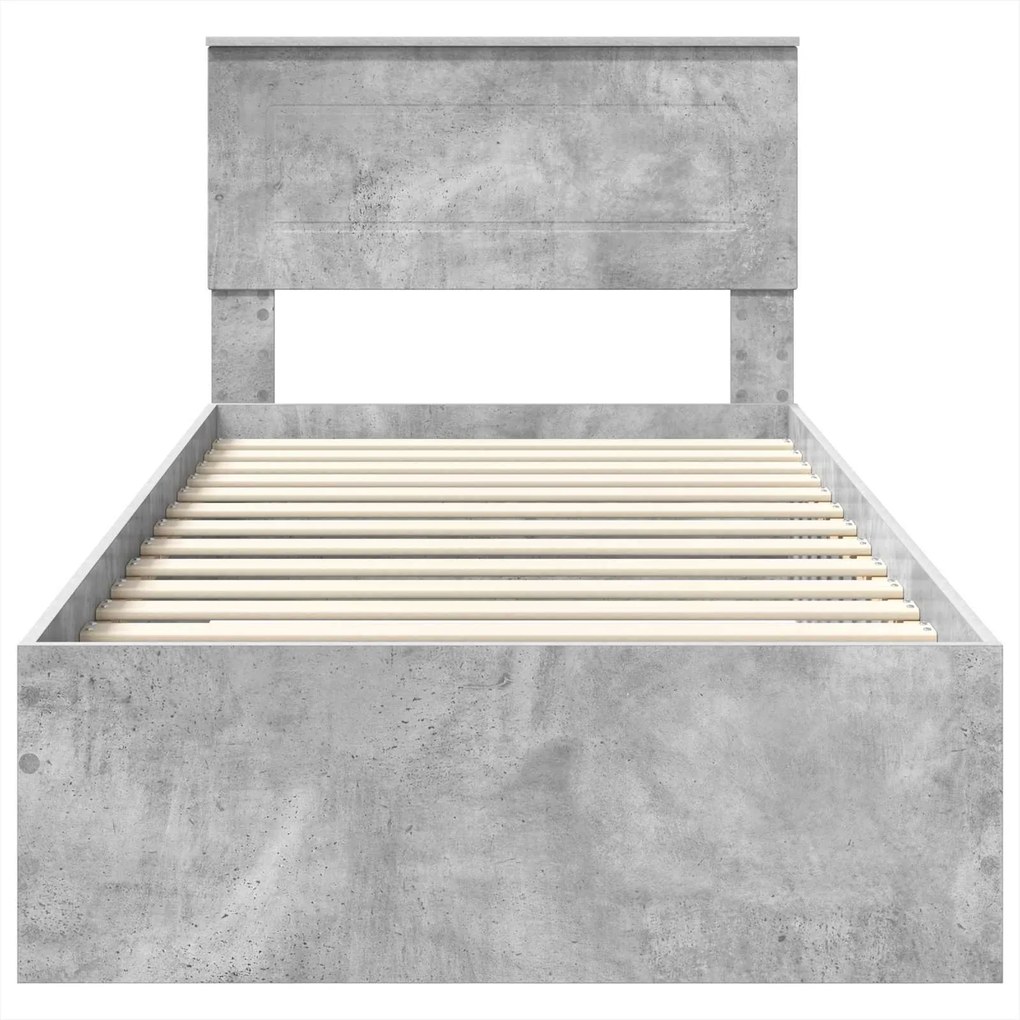 Rám postele s čelo Betonově šedá 100 x 200 cm Kompozitní dřevo 3408302