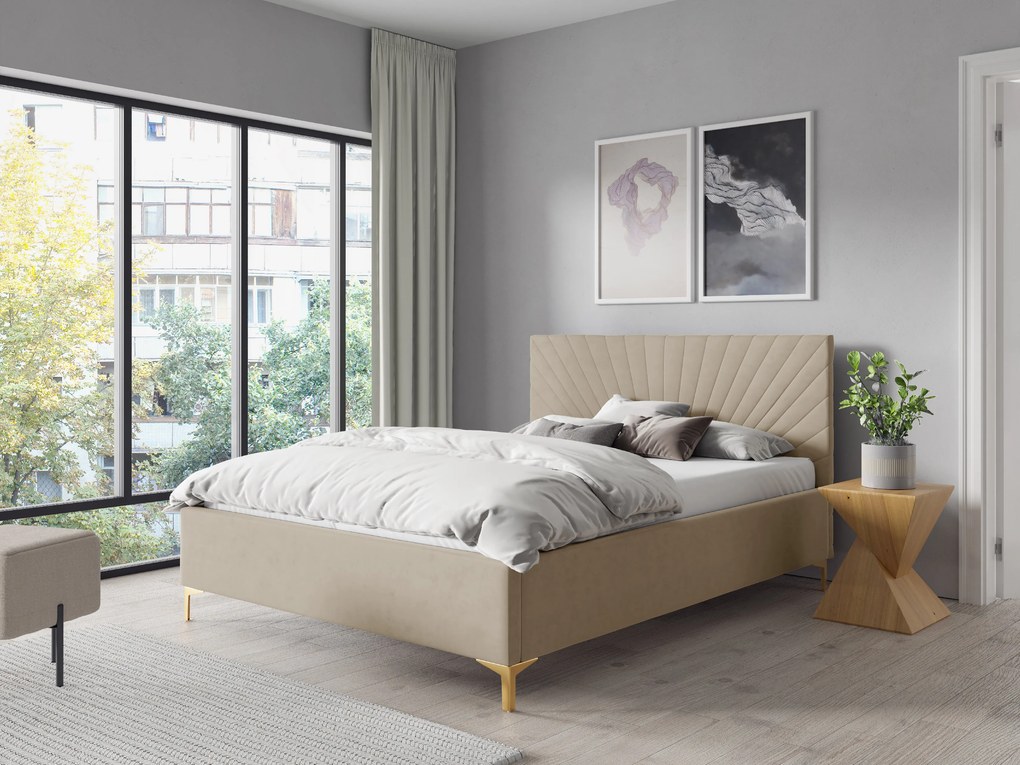 Eka Čalouněná postel AFRODITE+ 140x200 cm Barva látky Trinity: Černá (Trinity 2316), Úložný prostor: Bez úložného prostoru