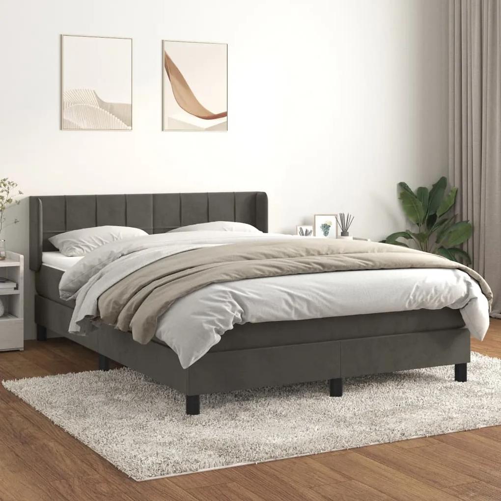 Box spring postel s matrací tmavě šedý 140 x 190 cm samet,  3130956