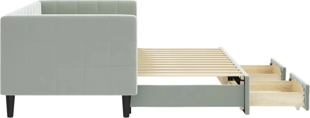 Válenda s přistýlkou a zásuvkami světle šedá 80 x 200 cm samet 3196732