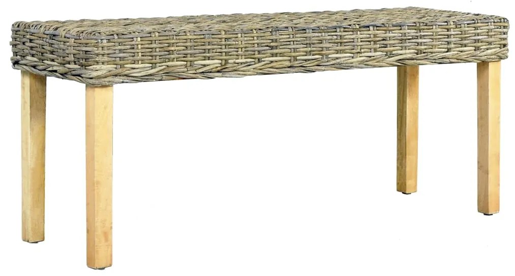 285791 vidaXL Lavice 110 cm přírodní kubu ratan a masivní mangovník