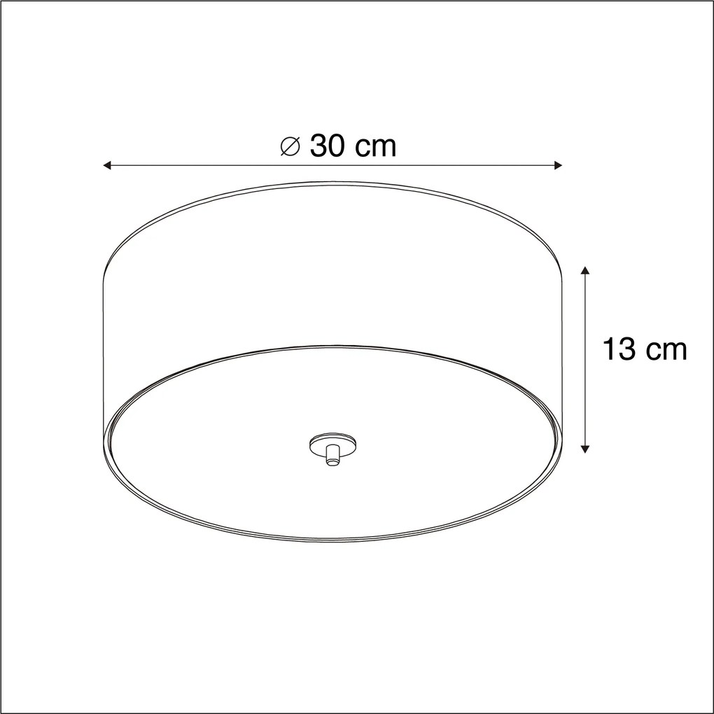 Venkovské stropní svítidlo bílé 30 cm - buben