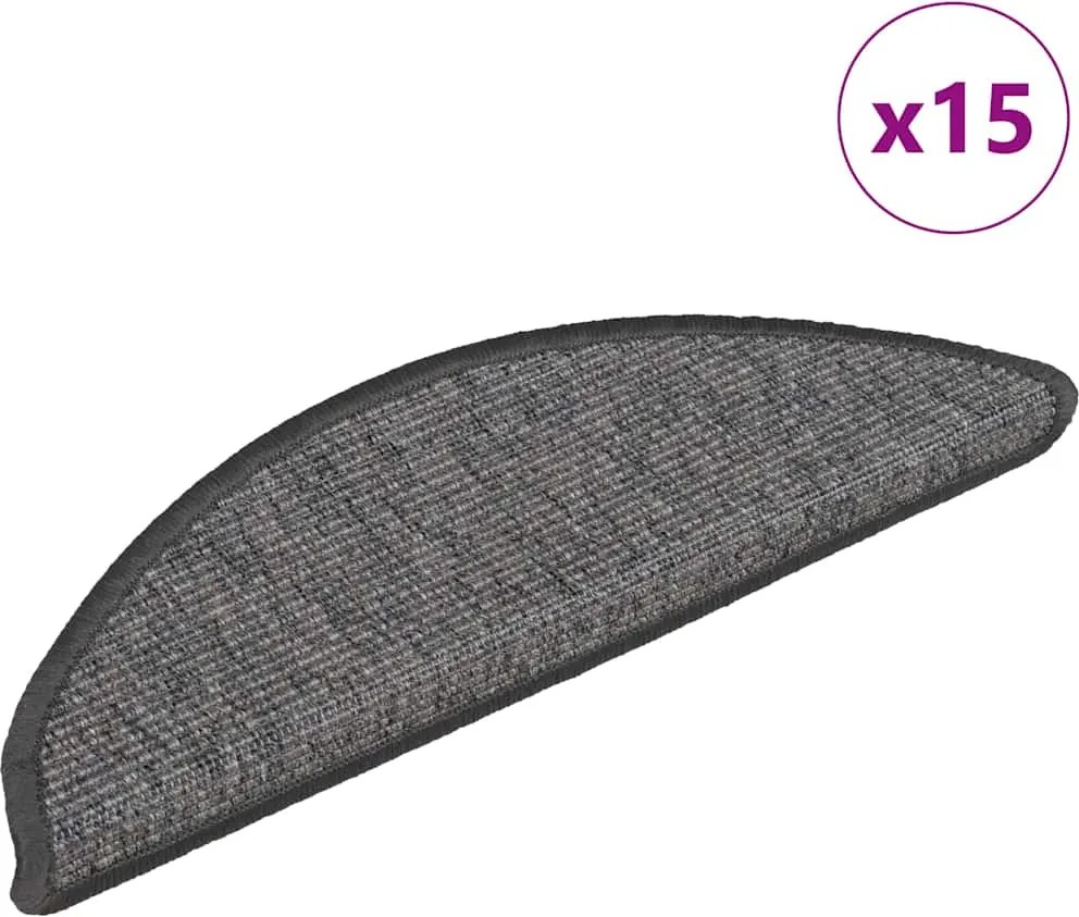 Schodové rohože 15 ks 56 x 17 x 3 cm béžovo-šedé, půlkulaté 326894