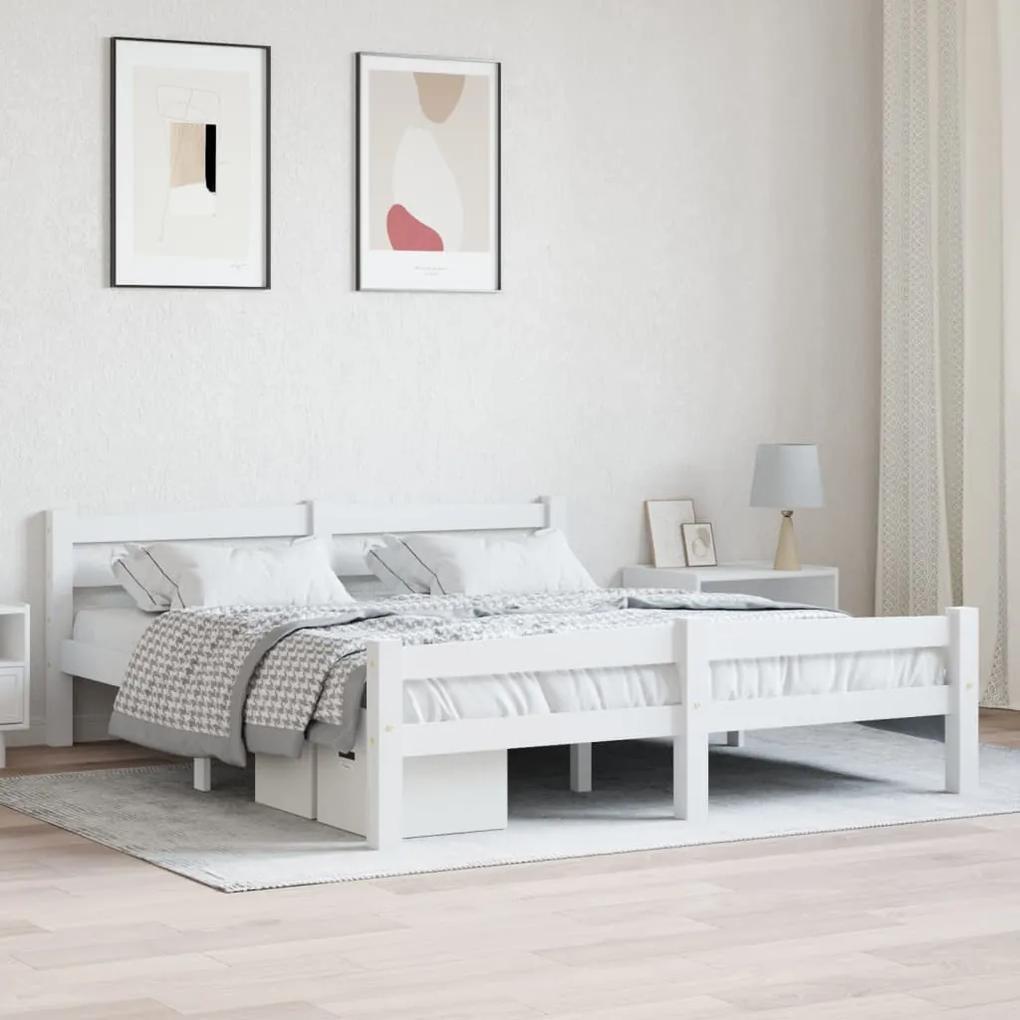 vidaXL Rám postele bílý masivní borové dřevo 160 x 200 cm