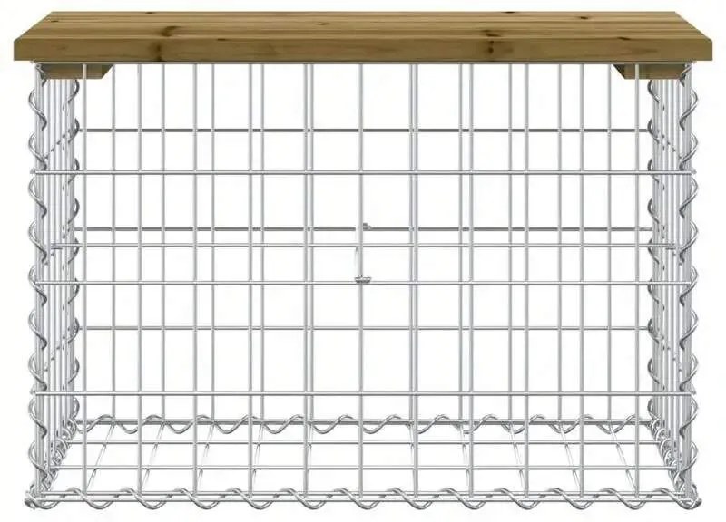 Zahradní lavička, gabion styl, přírodní dřevo, NoBi HAIFA 2