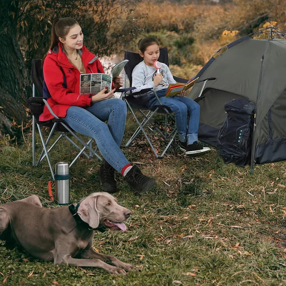 Kempingové židle ROVER, set 2ks, černá SongmicsHome