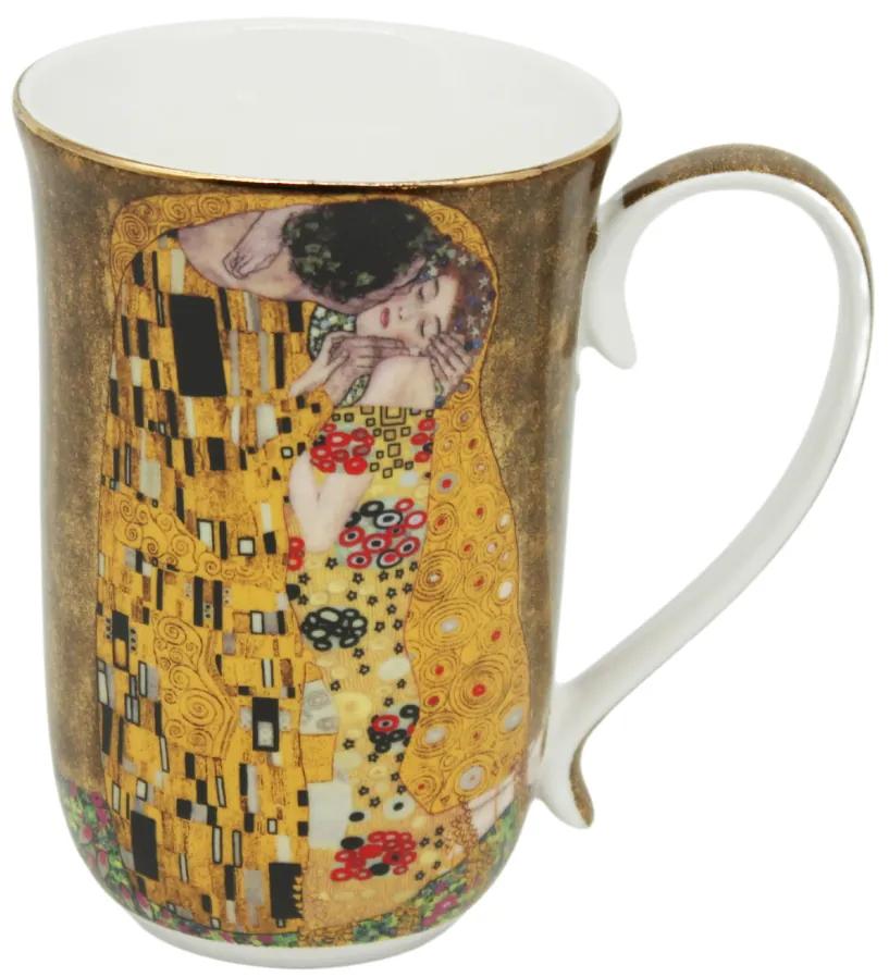 HOME ELEMENTS Porcelánový hrnek 400 ml, Klimt, Polibek zlatý