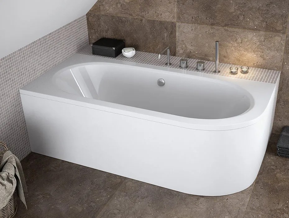 Besco Akrylátová asymetrická vana Avita 150x75 (160x75, 170x75, 180x80) Barva: Bílá, Rozměry (cm): 160x75, Orientace: Pravá