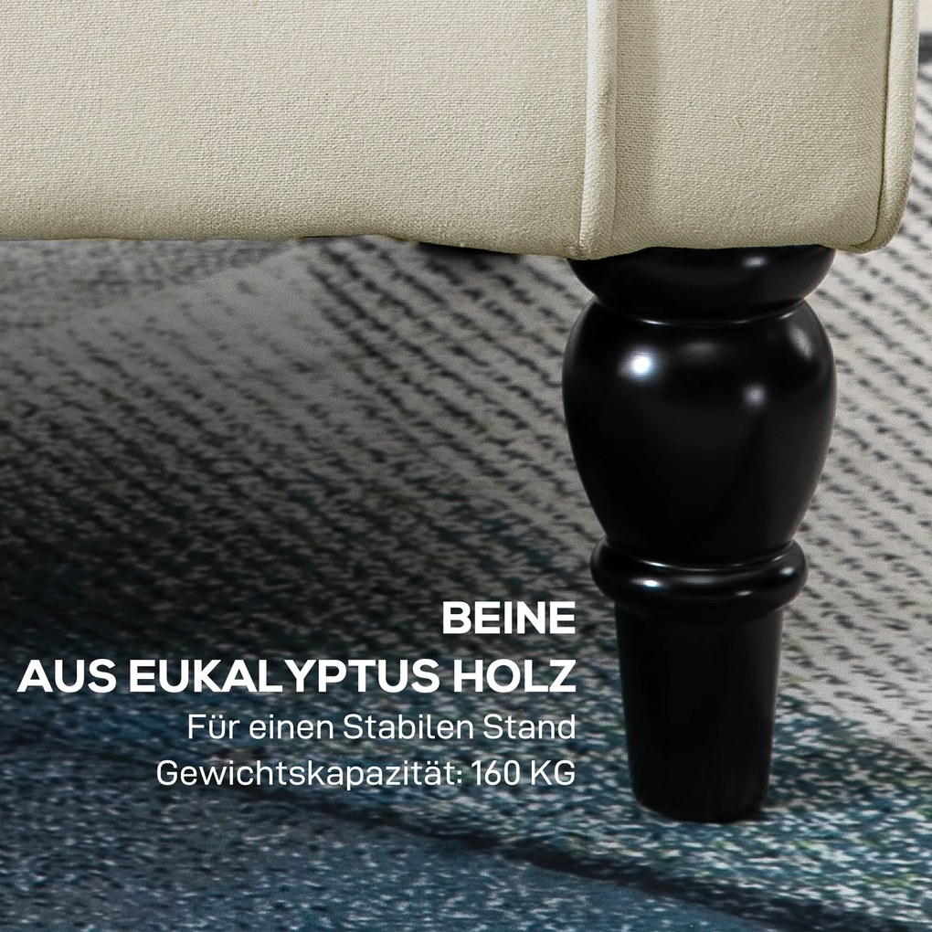 Křeslo HOMCOM s křídly a prošíváním, vysokým opěradlem, potažené lounge křeslo s zaoblenými opěrkami, dřevěné nohy, pro ložnici a obývací pokoj, do 1…