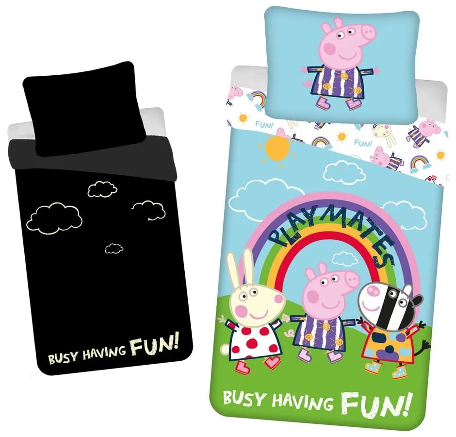 Bavlněné dětské povlečení se svítícím efektem na jednolůžko 140x200 cm Peppa Pig – Jerry Fabrics