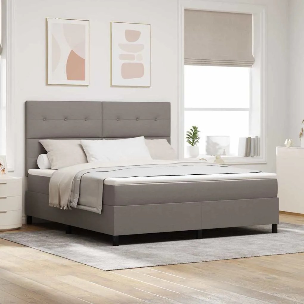 Postel s boxspringem s čelo Taupe 180 x 200 cm textil 3339410