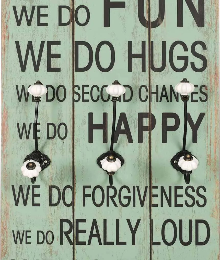 Nástěnný věšák na kabáty HAPPY LOVE s 6 háčky 120 x 40 cm 245855